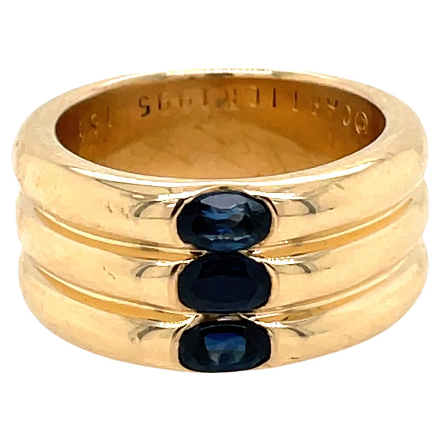Cartier Ellipse Sapphire Yellow Gold Triple Stack Band Ring at 1stDibs ...