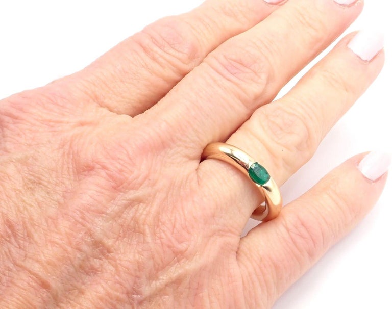 Cartier Emerald Ellipse Yellow Gold Band Ring For Sale at 1stDibs