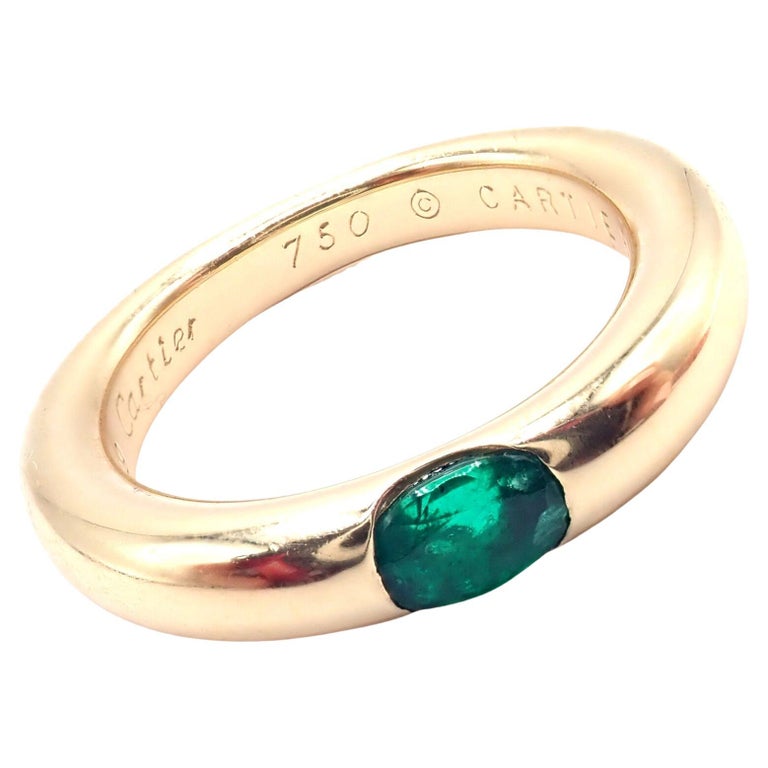 Cartier Emerald Ellipse Yellow Gold Band Ring For Sale at 1stDibs