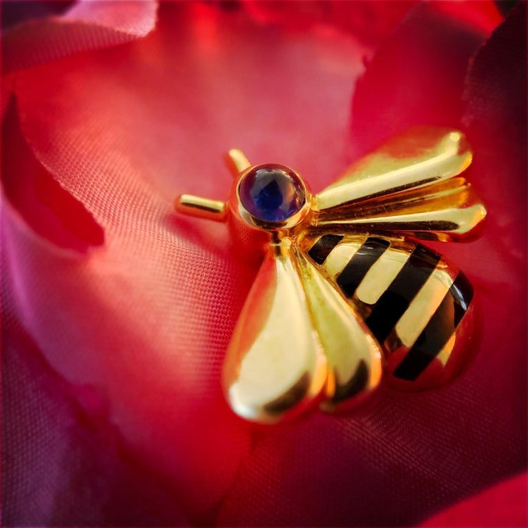 Cartier Enamel and Sapphire Bee Brooch at 1stDibs