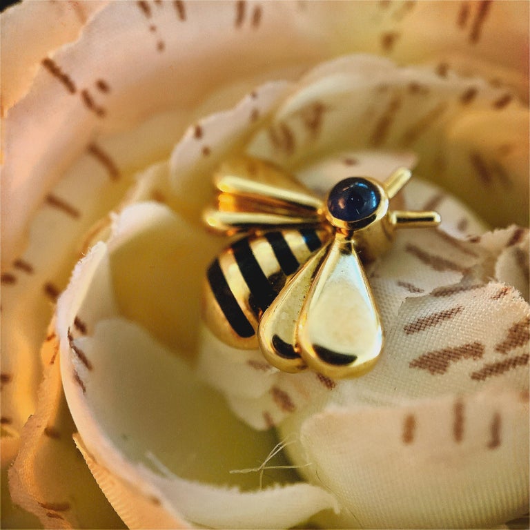 Cartier Enamel and Sapphire Bee Brooch at 1stDibs