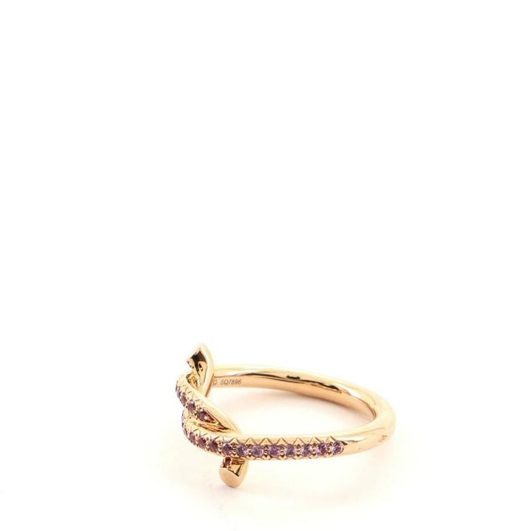 Cartier Entrelaces Ring 18 Karat Rose Gold with Pink Sapphires at 1stDibs
