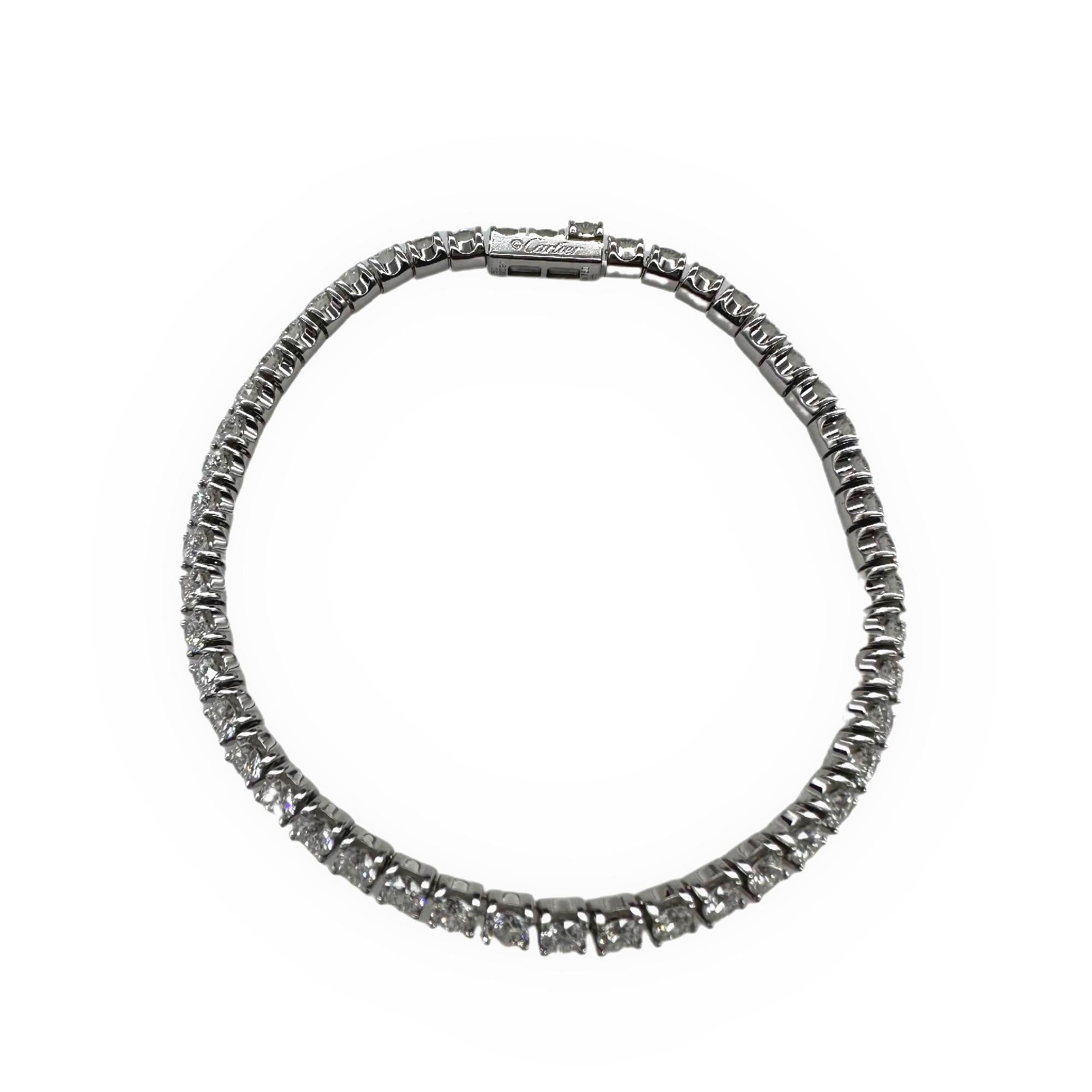 Cartier Essential Lines Round Diamond Tennis Bracelet 18 Karat White
