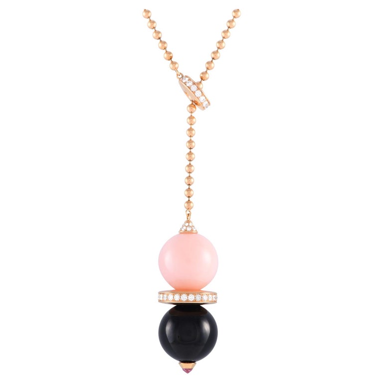 Cartier Evasions Joaillières 0.90ct Diamond, Pink Opal and Onyx Lariat ...