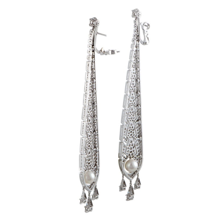 Cartier Evasions Joaillieres Diamond Pave and Pearl Drop Earrings at ...