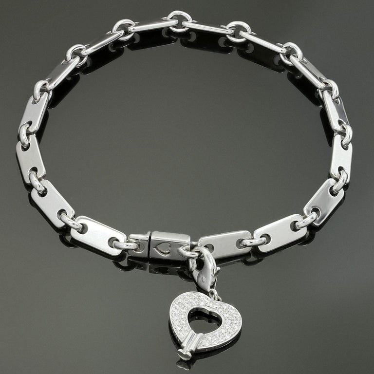 Cartier Fidelity Diamond White Gold Heart Charm Lock Bracelet For Sale ...