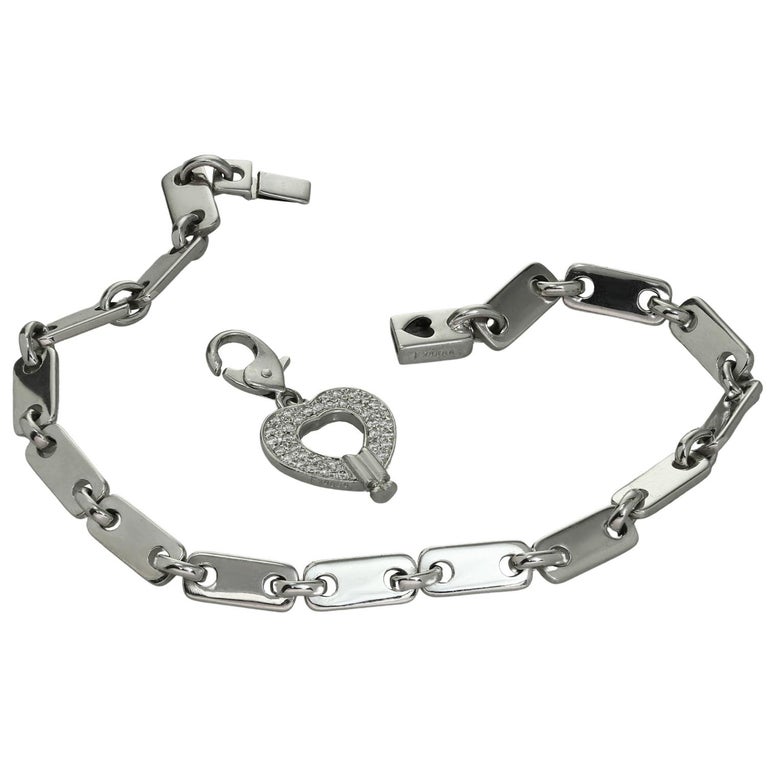 Cartier Fidelity Diamond White Gold Heart Charm Lock Bracelet For Sale ...