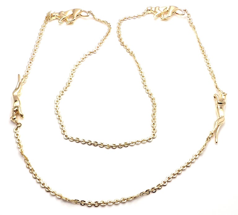 Cartier Four Panther Panthere Link Yellow Gold Chain Necklace at ...