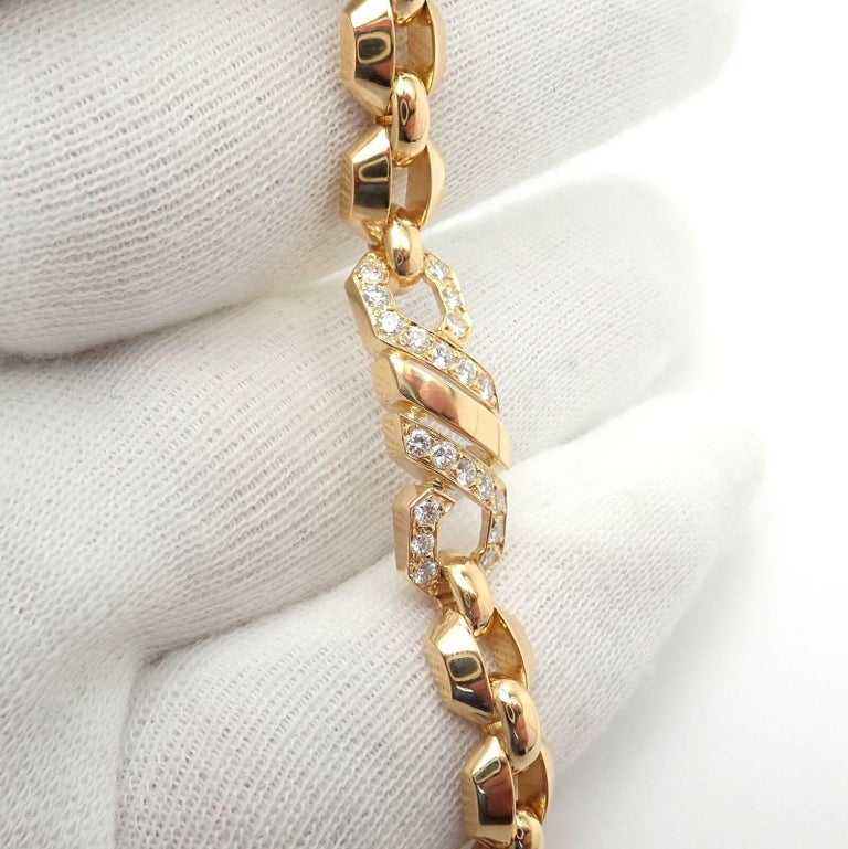 Cartier Fox Trot Diamond Yellow Gold Bracelet For Sale at 1stDibs