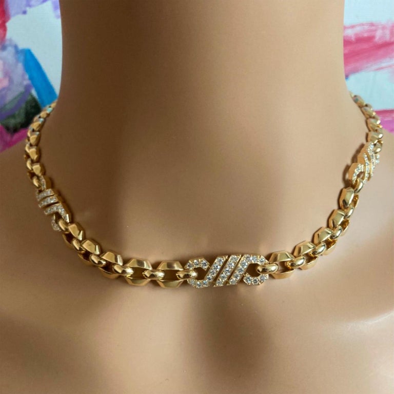 Cartier Fox Trot Diamond Yellow Gold Necklace For Sale at 1stDibs