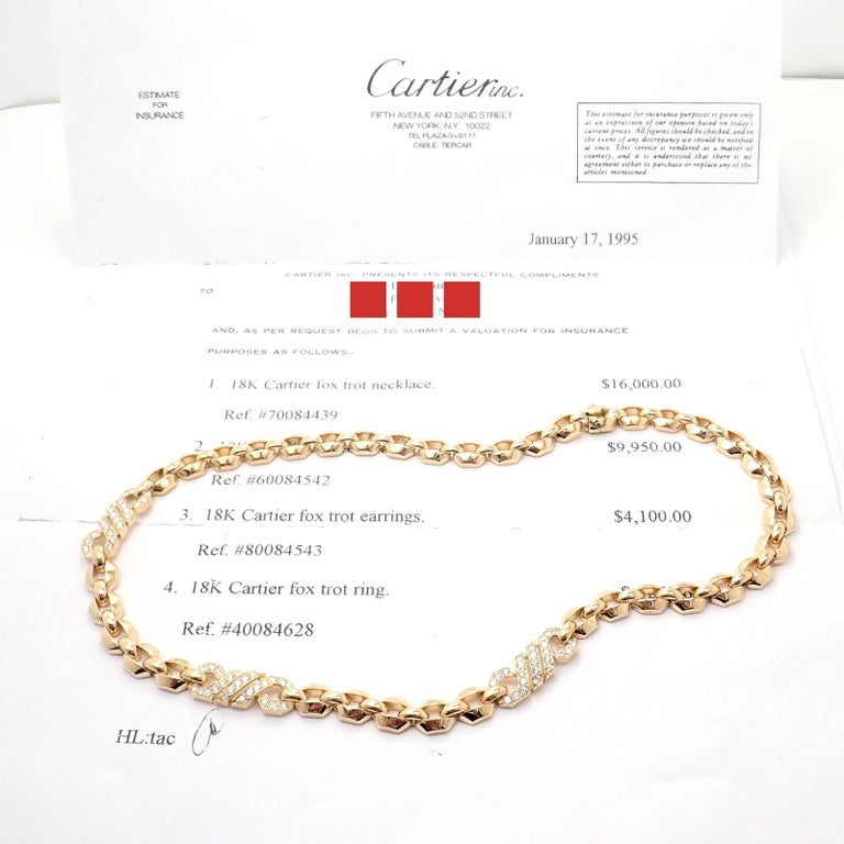 Cartier Fox Trot Diamond Yellow Gold Necklace For Sale at 1stDibs