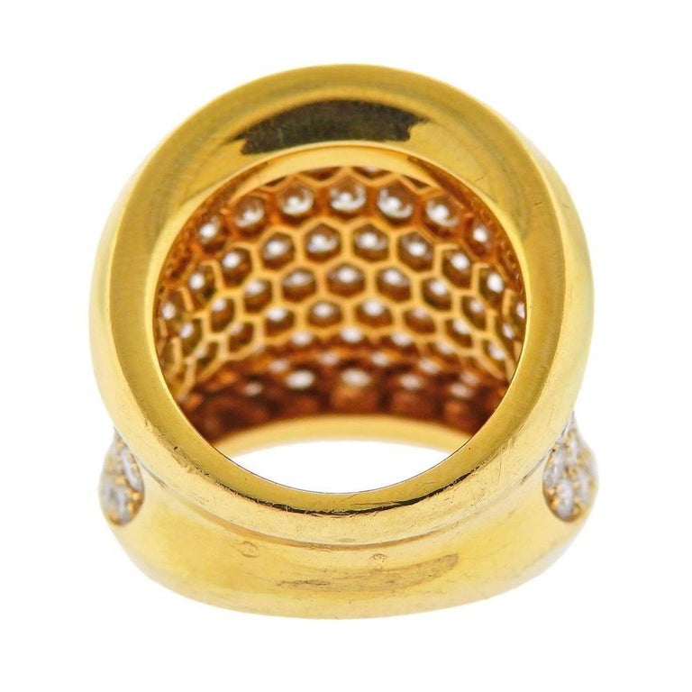 Cartier France Concave Diamond Gold Ring For Sale at 1stDibs