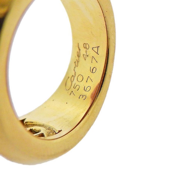 Cartier France Concave Diamond Gold Ring For Sale at 1stDibs