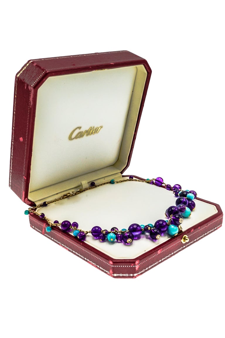 Cartier, France Turquoise, Amethyst and Diamond Necklace at 1stDibs ...