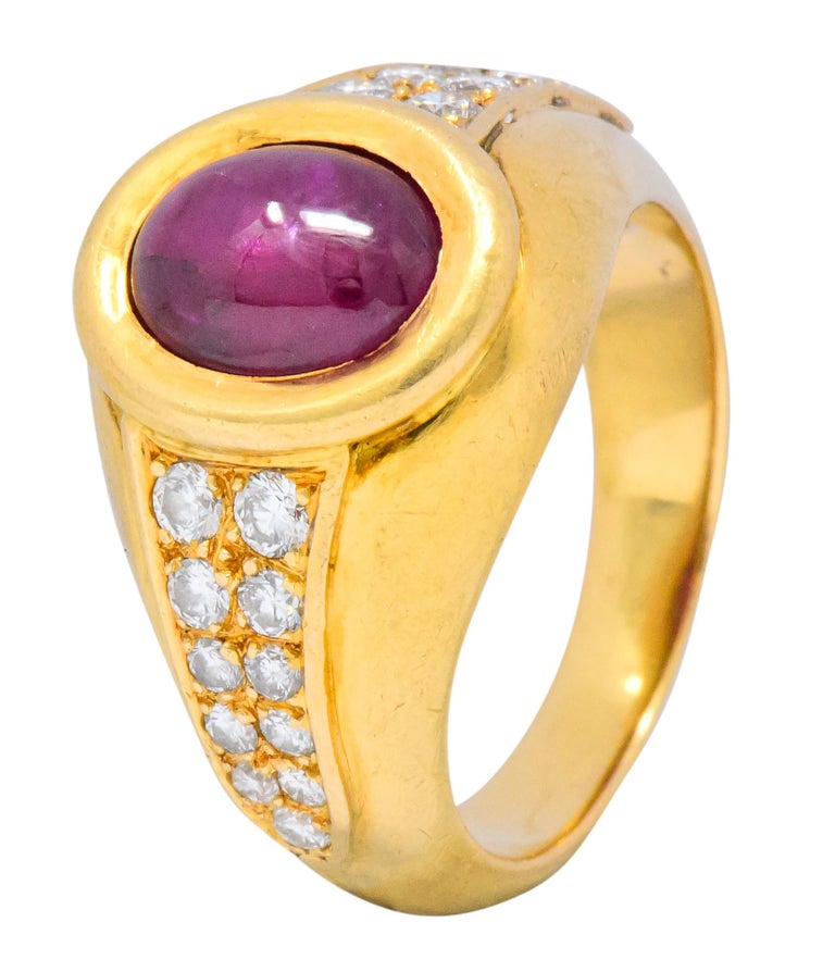Cartier French 3.40 Carat Ruby Diamond 18 Karat Yellow Gold Ring For ...