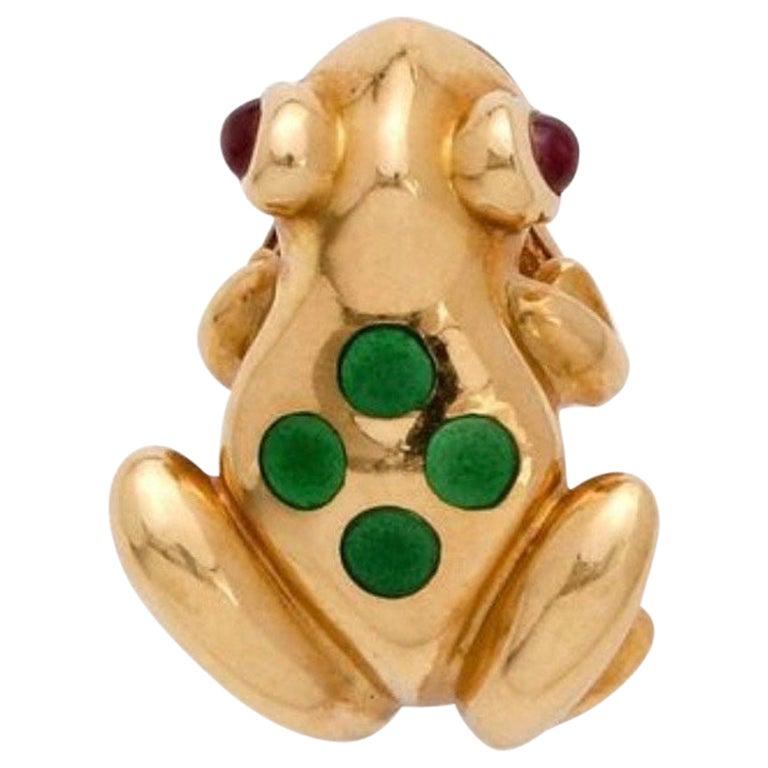 Cartier Frog Lapel Pin Ruby Enamel 18 Carat Yellow Gold at 1stDibs