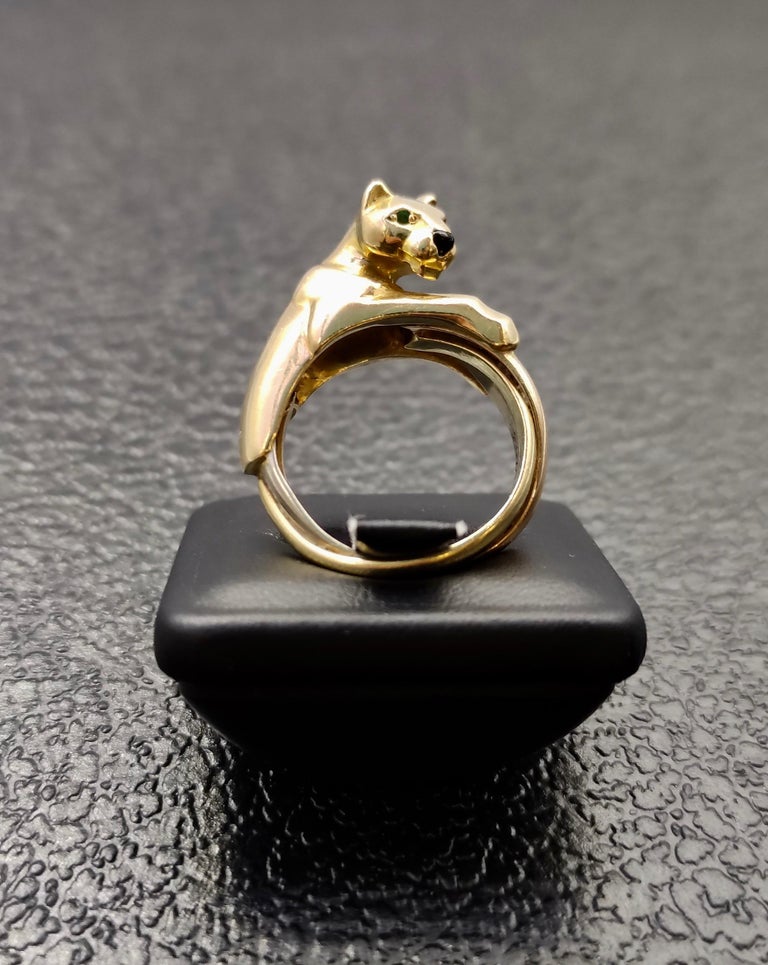 Cartier Gold 18k Three Colours "Panthere" Ring For Sale at 1stDibs