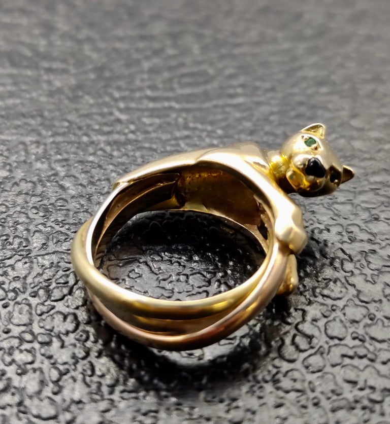 Cartier Gold 18k Three Colours "Panthere" Ring For Sale at 1stDibs