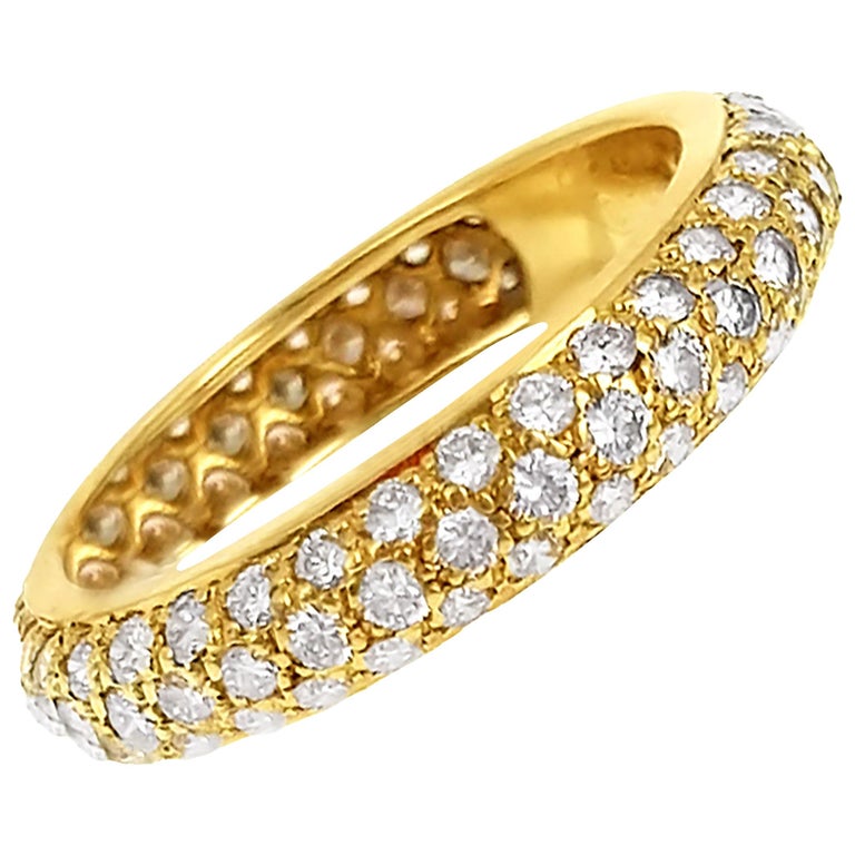 Cartier French Diamond Pavé Yellow Gold Eternity Ring at 1stDibs