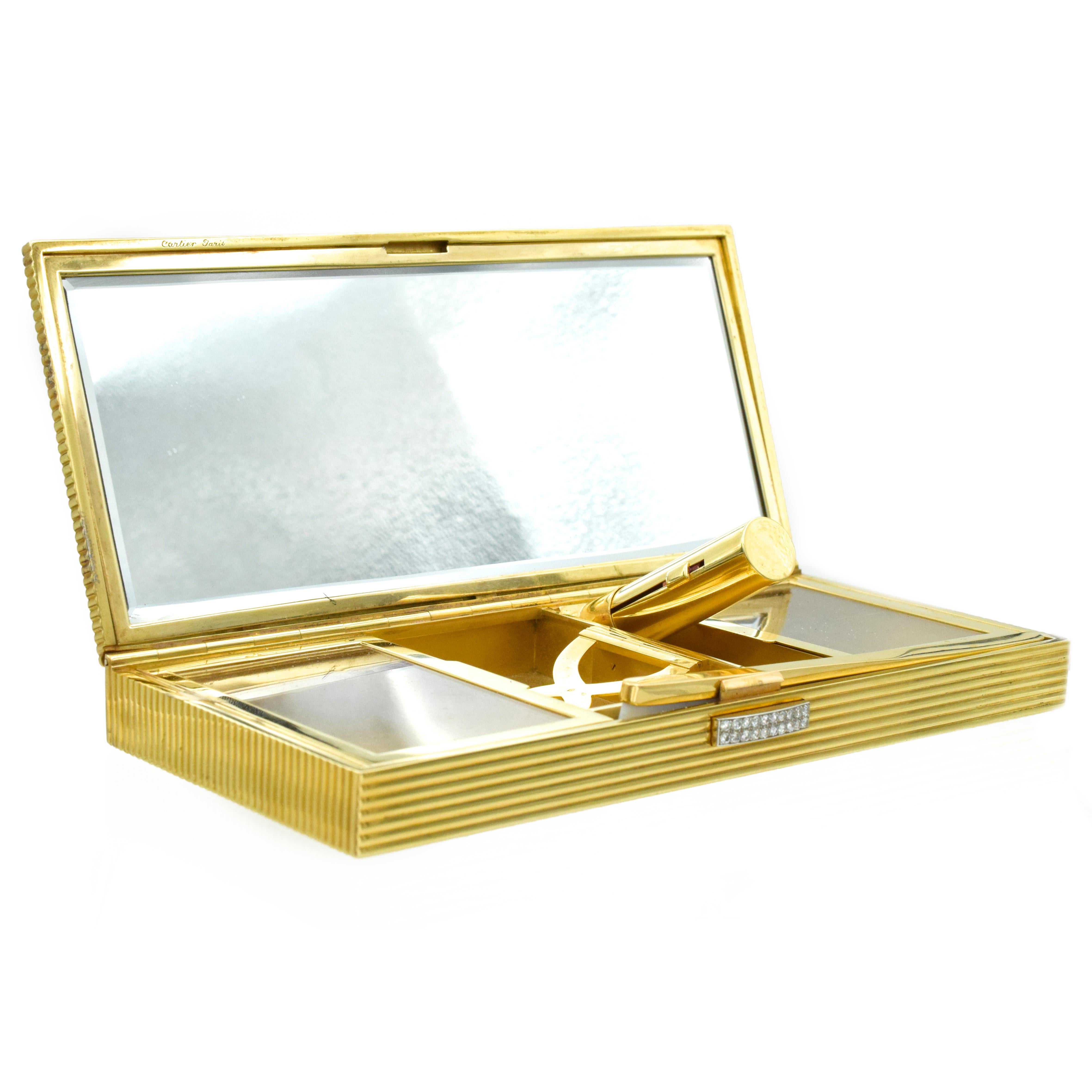 Cartier Gold and Diamond Vanity Case at 1stDibs