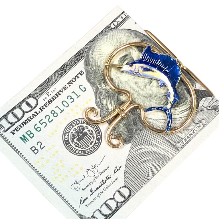 Cartier Gold and Enamel Sail Fish Money Clip at 1stDibs