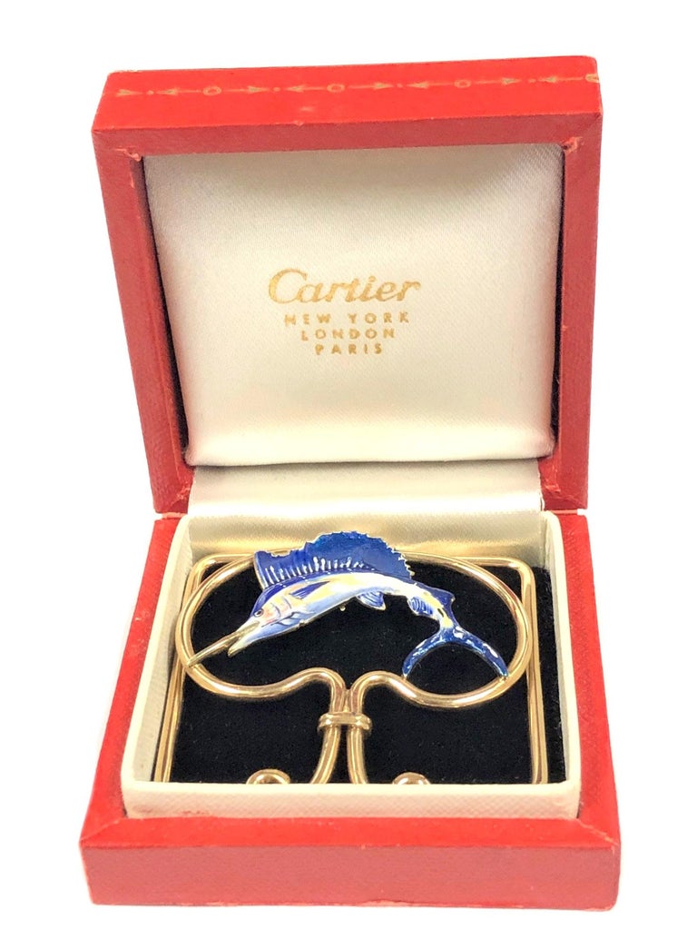 Cartier Gold and Enamel Sail Fish Money Clip at 1stDibs