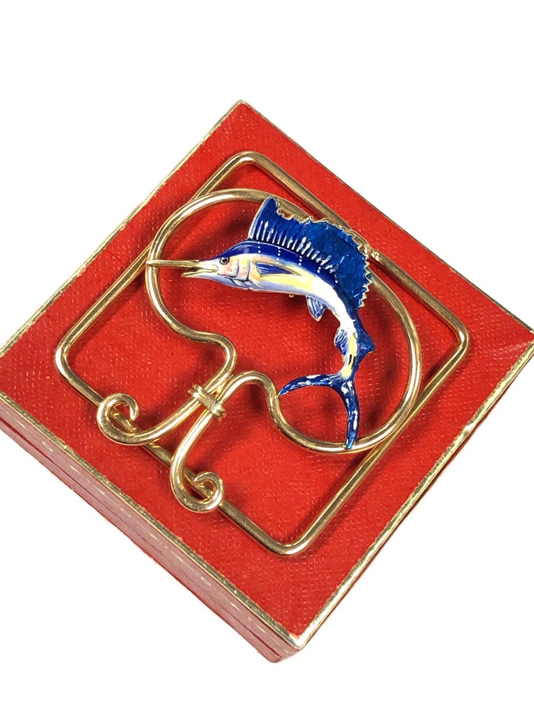Cartier Gold and Enamel Sail Fish Money Clip at 1stDibs