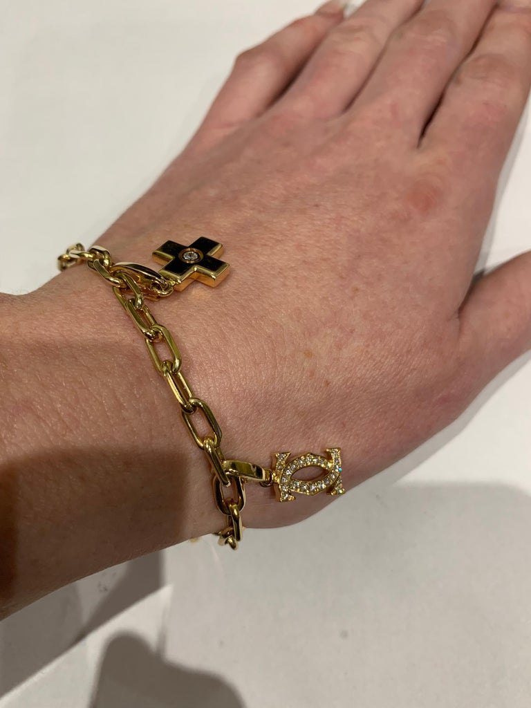 Cartier Gold Charm Bracelet with 5 Cartier Gold and Diamond Charms at ...