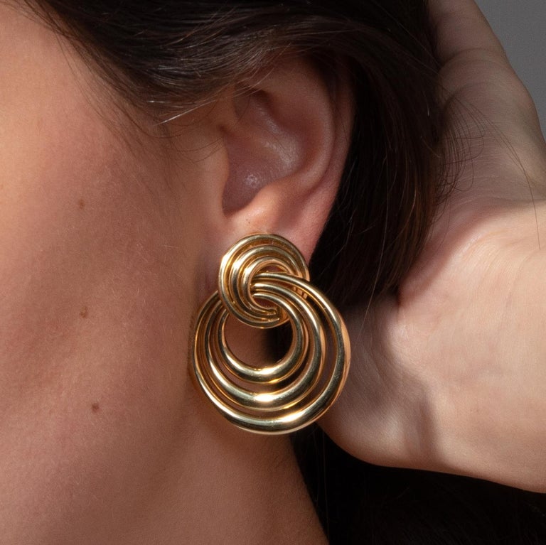 Cartier Gold Circle Earrings at 1stDibs