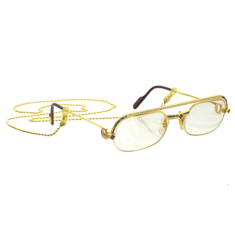 Cartier Gold, Diamond and Sapphire Eyeglasses, France at 1stDibs ...
