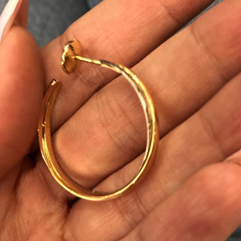 Cartier Gold Hoop Tri-Color Pierced Push Backs Earrings at 1stDibs