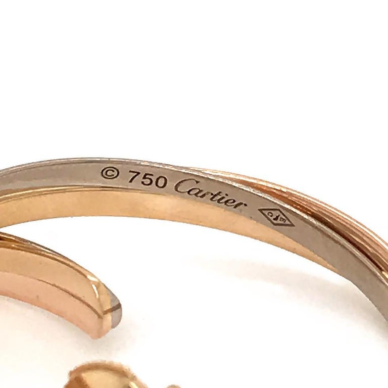 Cartier Gold Hoop Tri-Color Pierced Push Backs Earrings at 1stDibs