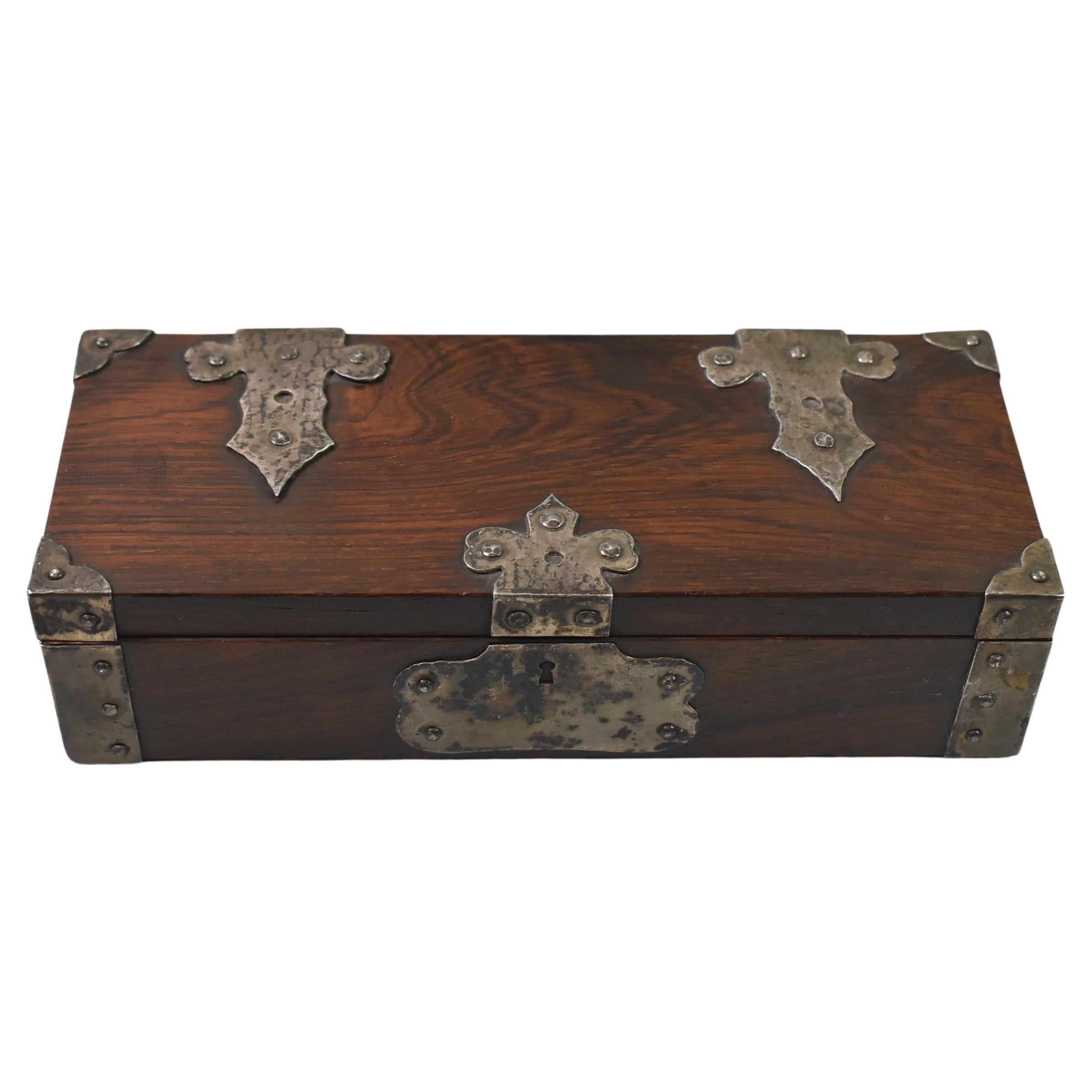 Cartier Gothic Revival Wood and Sterling Box For Sale at 1stDibs