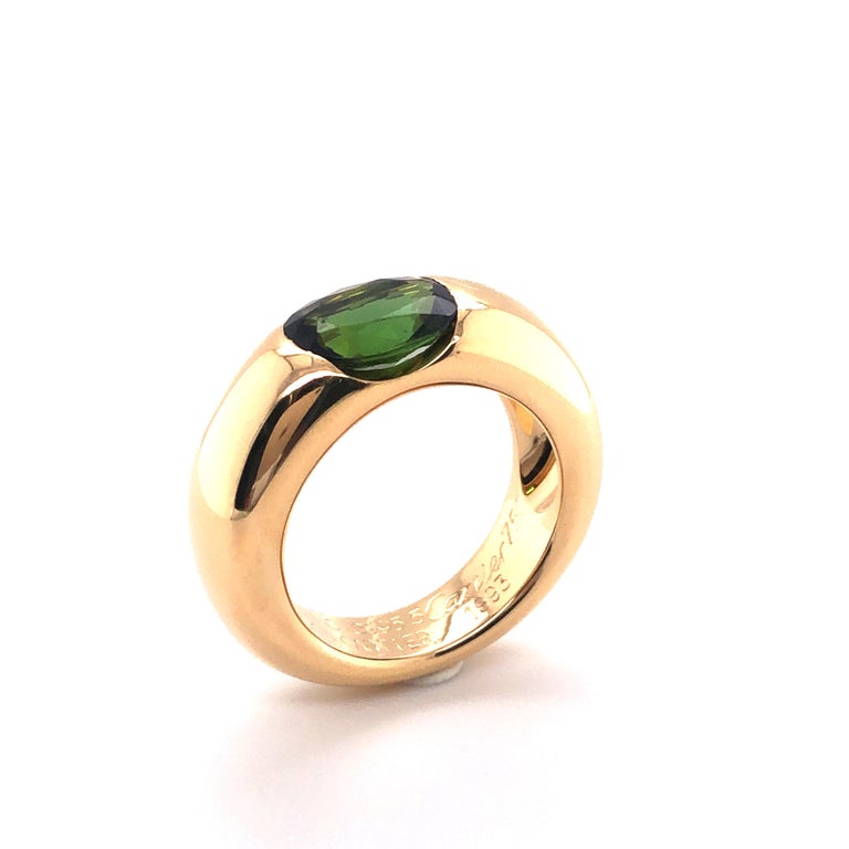 Cartier Green Tourmaline Ring in 18 Karat Yellow Gold at 1stDibs