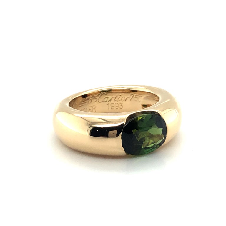Cartier Green Tourmaline Ring in 18 Karat Yellow Gold at 1stDibs