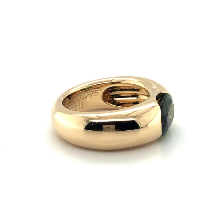 Cartier Green Tourmaline Ring in 18 Karat Yellow Gold at 1stDibs