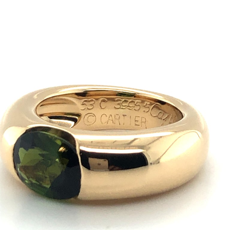Cartier Green Tourmaline Ring in 18 Karat Yellow Gold at 1stDibs