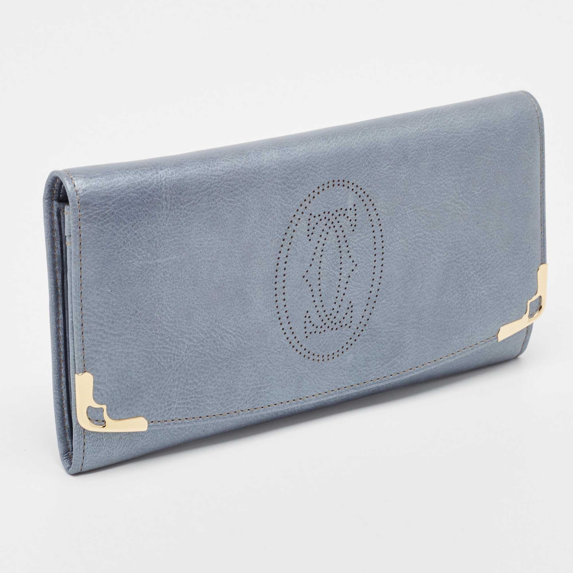 Cartier Grey Leather Marcello de Cartier Flap Wallet For Sale at 1stDibs