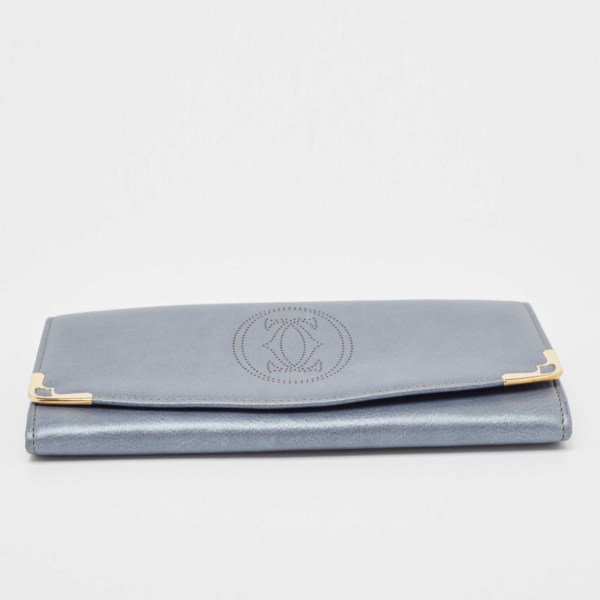 Cartier Grey Leather Marcello de Cartier Flap Wallet For Sale at 1stDibs