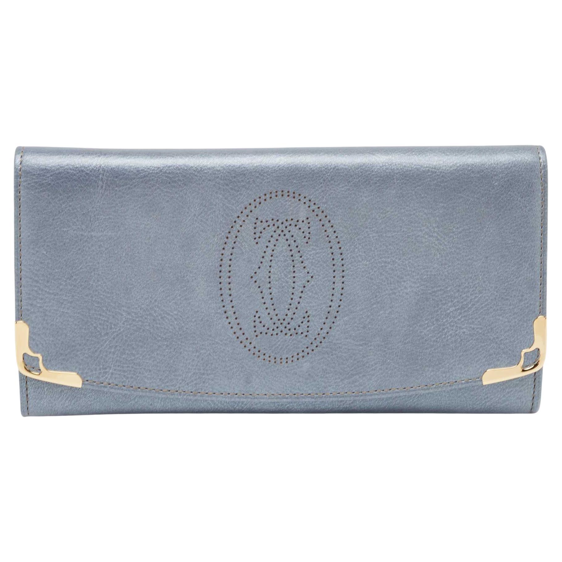 Cartier Grey Leather Marcello de Cartier Flap Wallet For Sale at 1stDibs