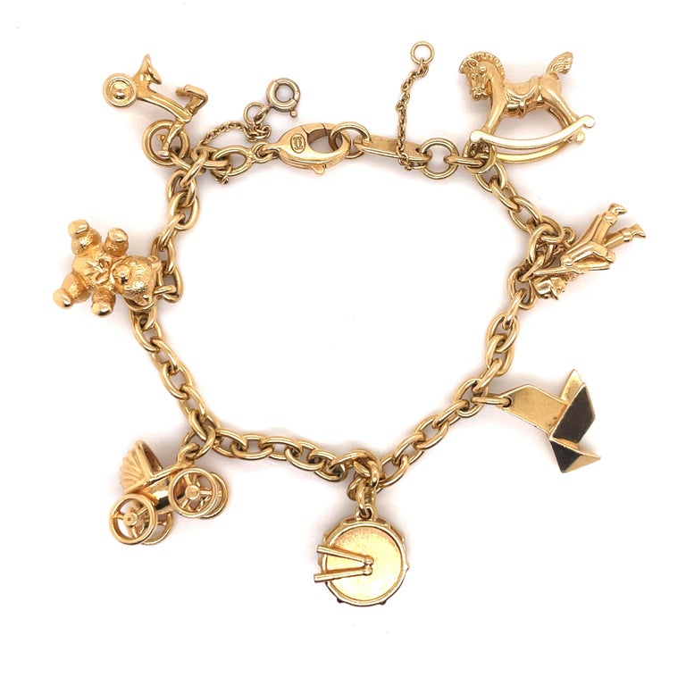 Cartier Growing Child Charm Link Bracelet 18 Karat Yellow Gold 42 Grams ...