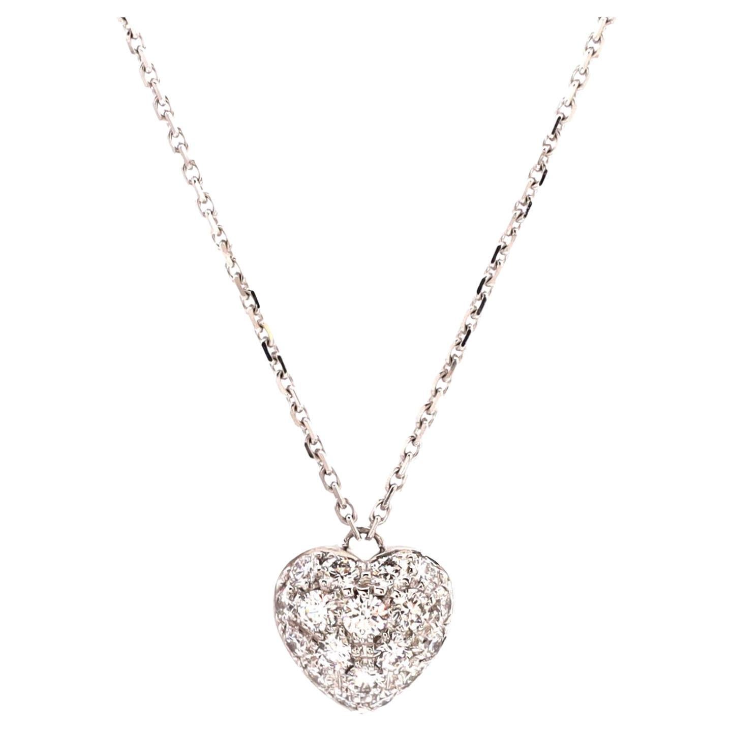 Cartier Heart Pendant Necklace 18k White Gold and Diamonds at 1stDibs