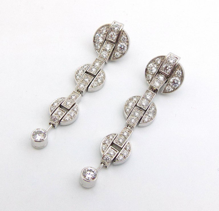 Cartier Himalia 18K White Gold Diamond Earrings For Sale at 1stDibs