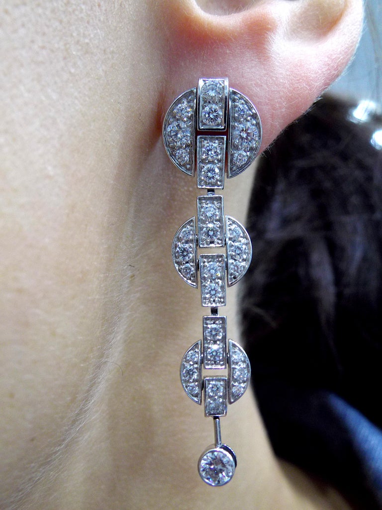 Cartier Himalia 18K White Gold Diamond Earrings For Sale at 1stDibs