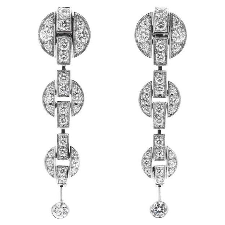 Cartier Himalia 18K White Gold Diamond Earrings For Sale at 1stDibs