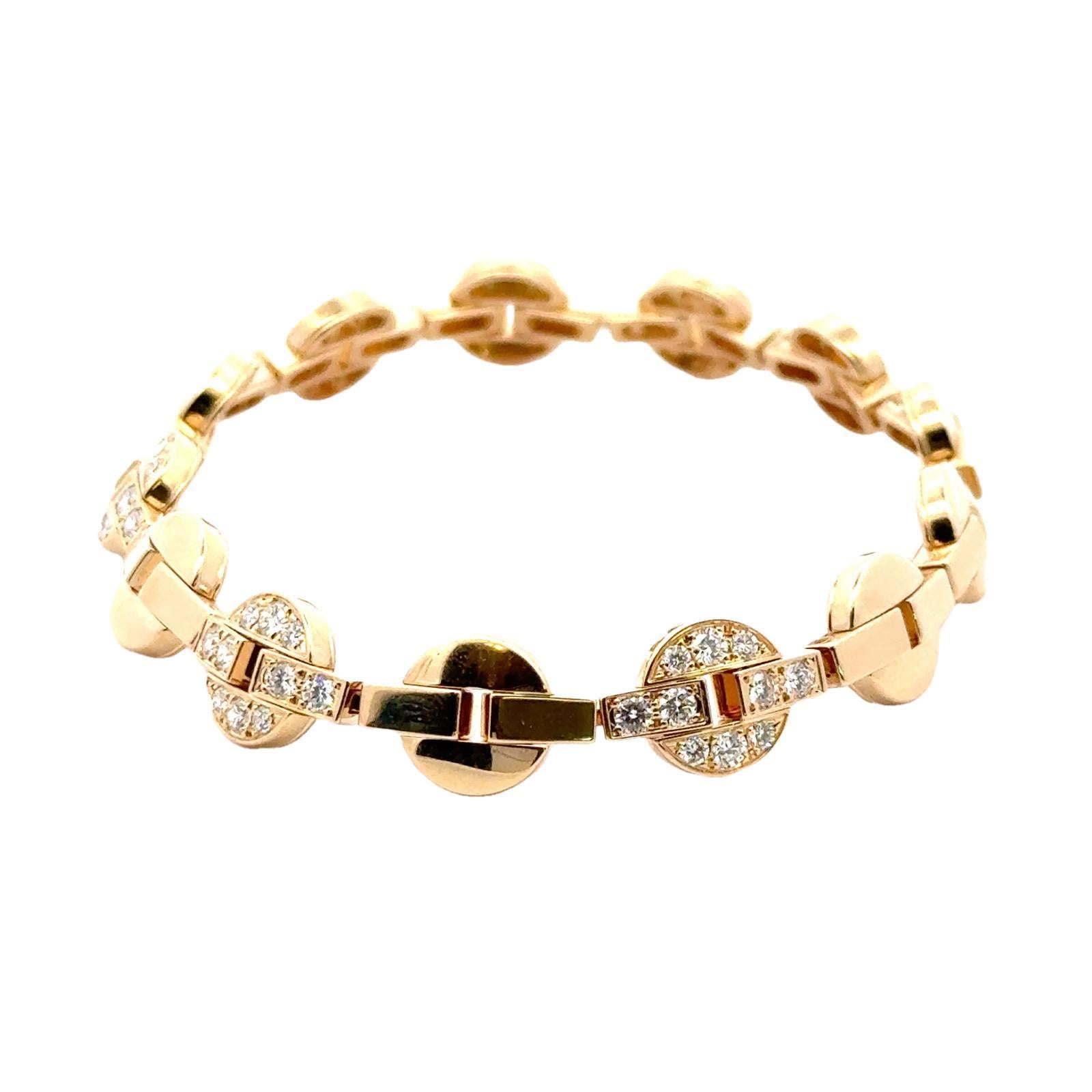 Cartier Himalia Diamond 18 Karat Yellow Gold Link Modern Bracelet For ...