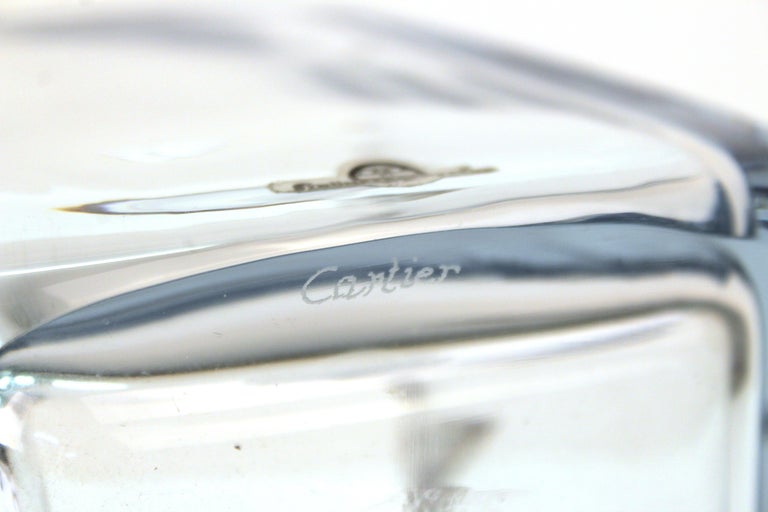 Cartier Ice Bucket in Light Blue Cut Glass and Sterling Silver Tongs at ...