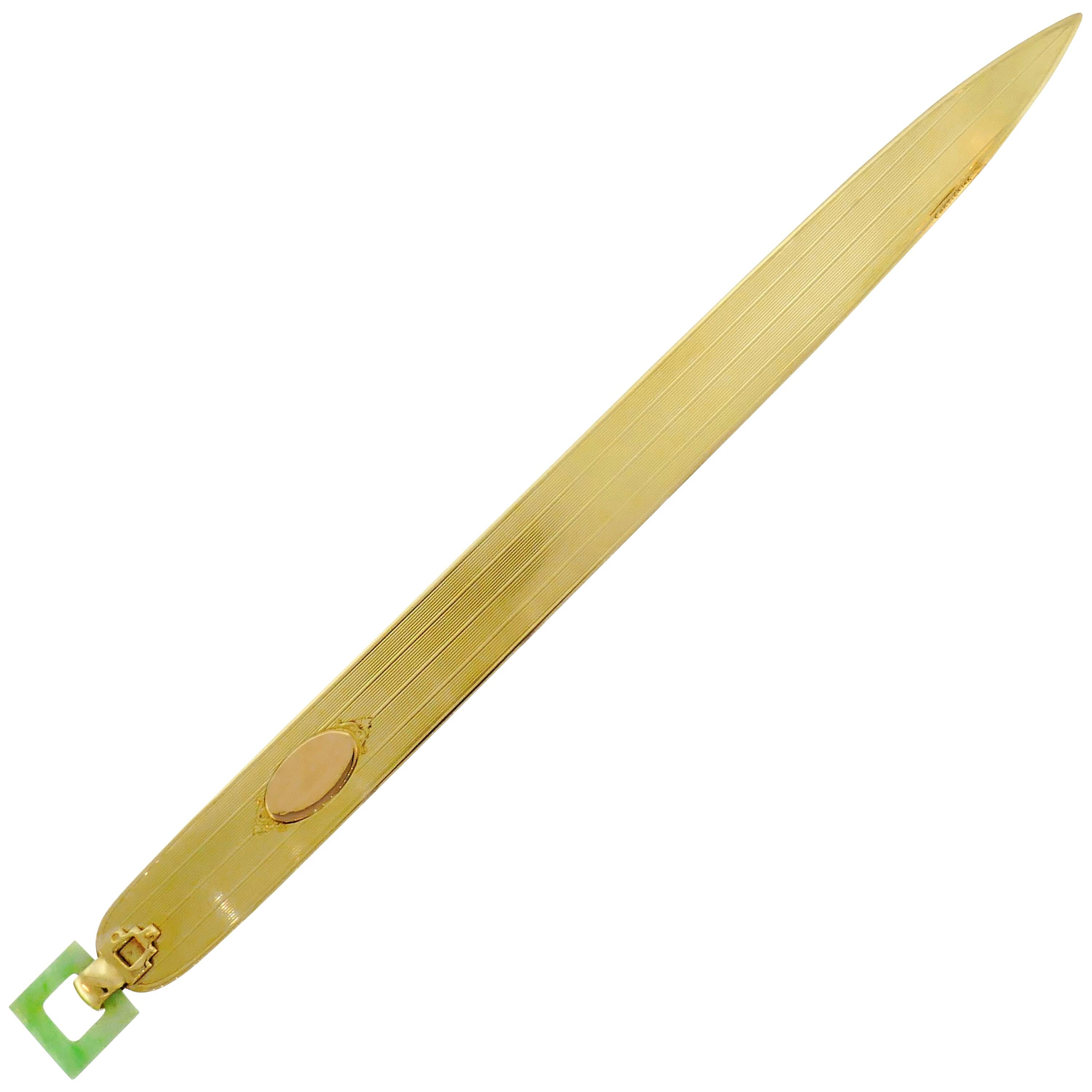Cartier Jade Yellow Gold Letter Opener at 1stDibs