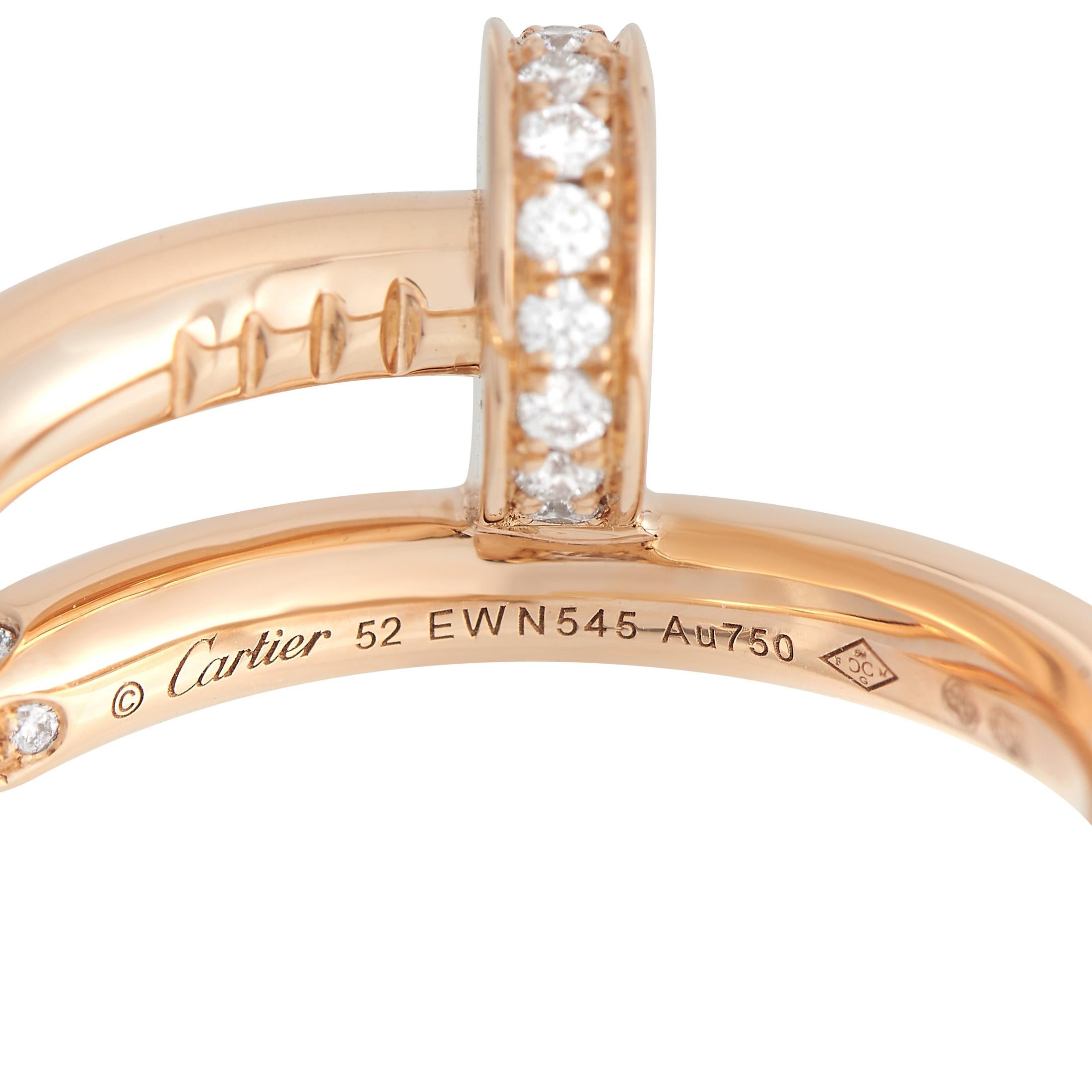 Cartier Juste Un Clou 18K Rose Gold 0.13ct Diamond Ring CA08-100423 For ...