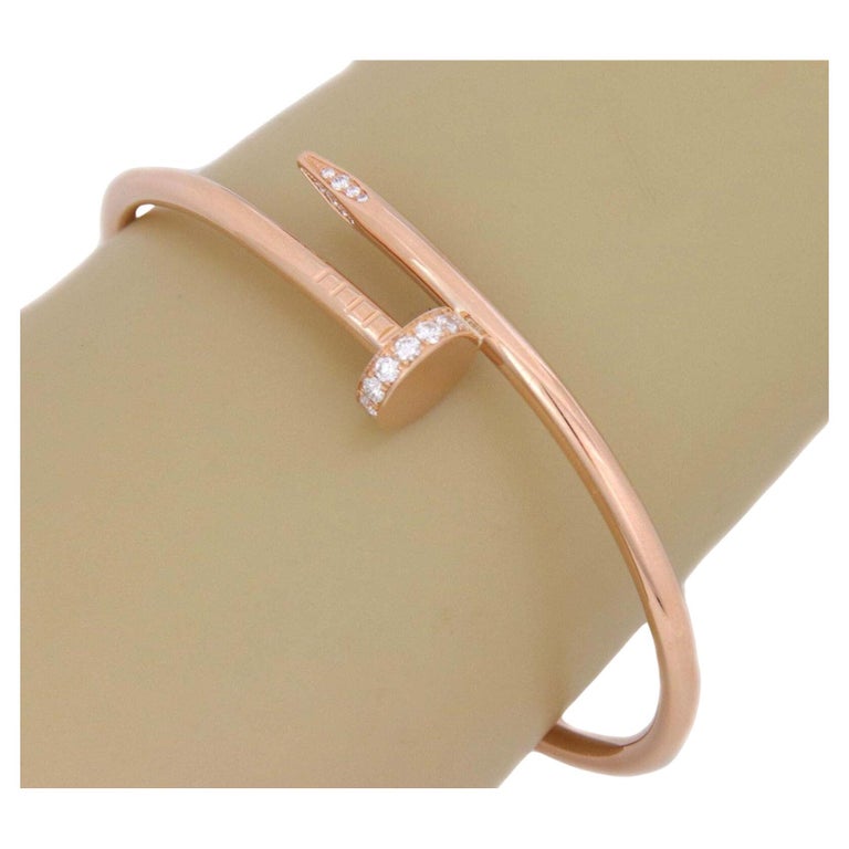 Cartier Juste un Clou Diamond 18k Pink Gold Bracelet w/Paper For Sale ...